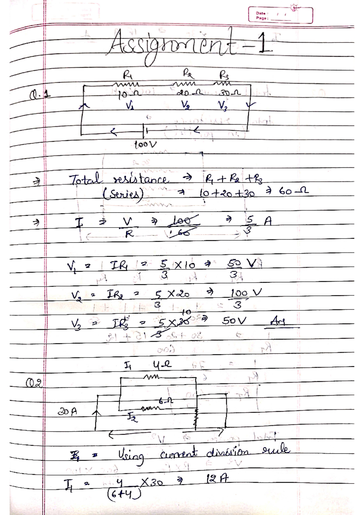Kapil eee assignment 1 - G Date Page: Assignment 1 R1 Re Rs am Q on 205 ...