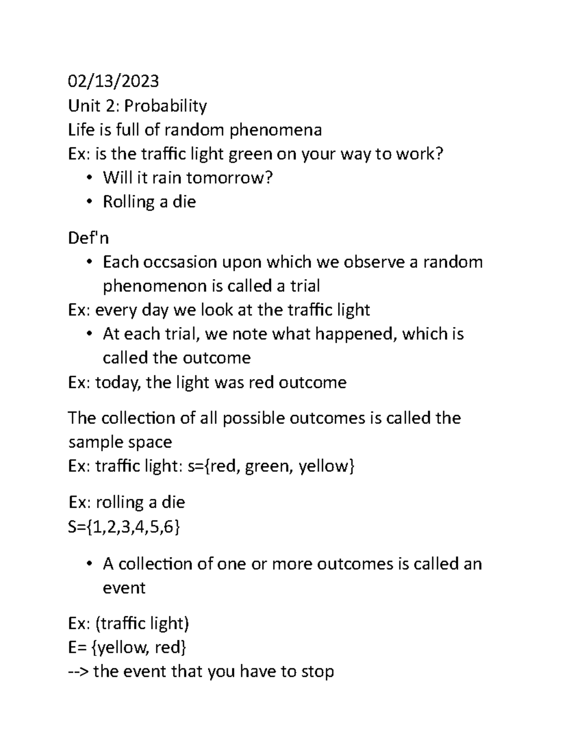 Unit 2 - (Probability) - N/A - 02/13/ Unit 2: Probability Life is full ...