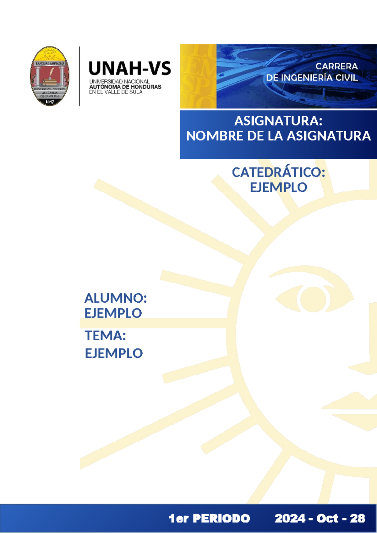 UNAH Portada Civil - hola - Español - 2024 - Oct - 28 ASIGNATURA ...