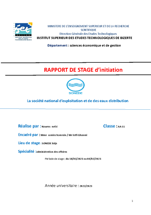 Rapport de Stage Tunisie Telecom - Remerciement La réalisation de ce rapport a été rendu ...