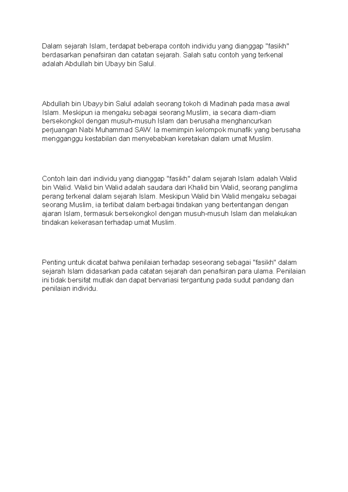 Fasikh Islam - Dalam sejarah Islam, terdapat beberapa contoh individu ...