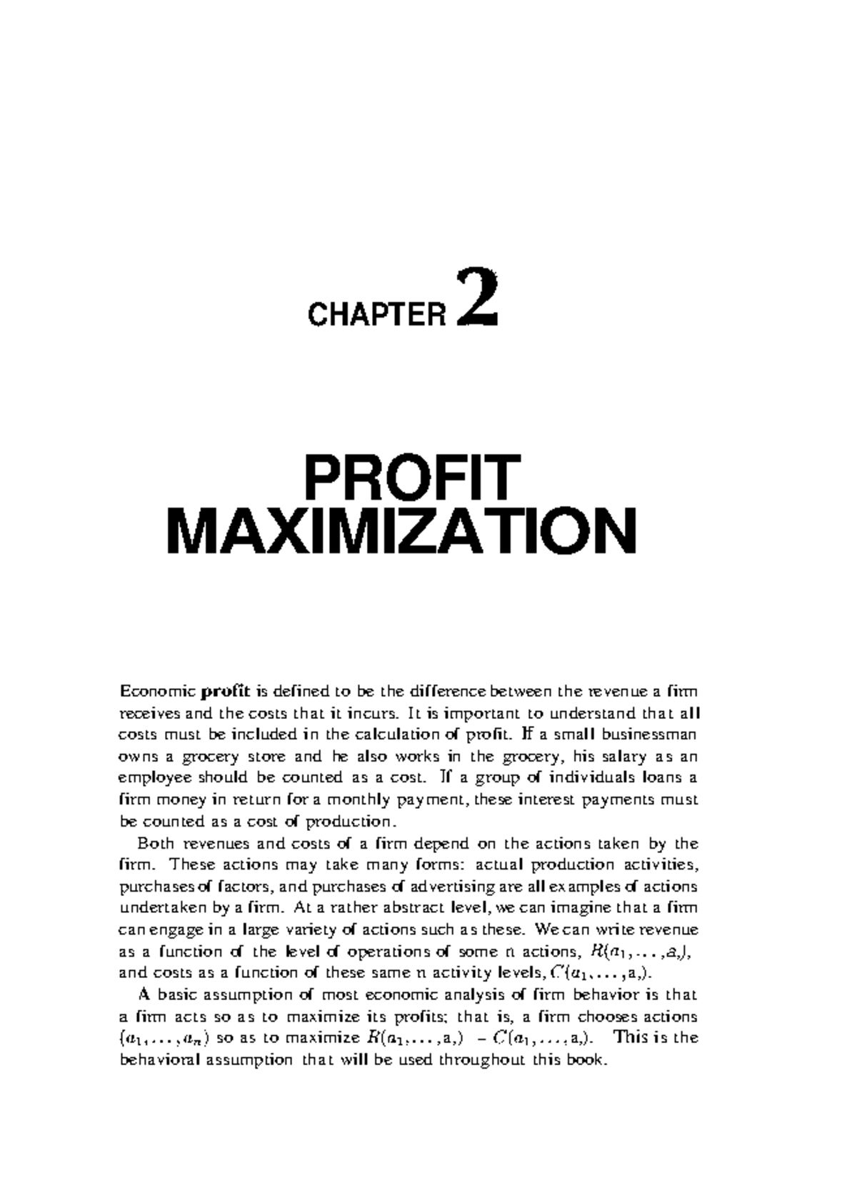 Chapter 2 profit maximization - CHAPTER 2 PROFIT MAXIMIZATION Economic ...