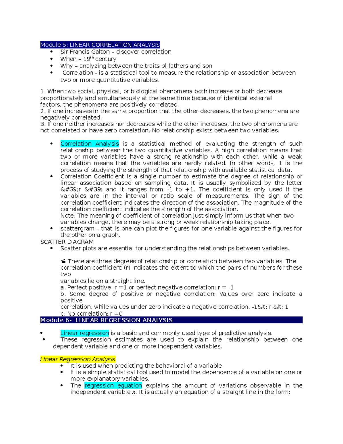 Midterm- Reviewer-MMW - Module 5: LINEAR CORRELATION ANALYSIS Sir ...