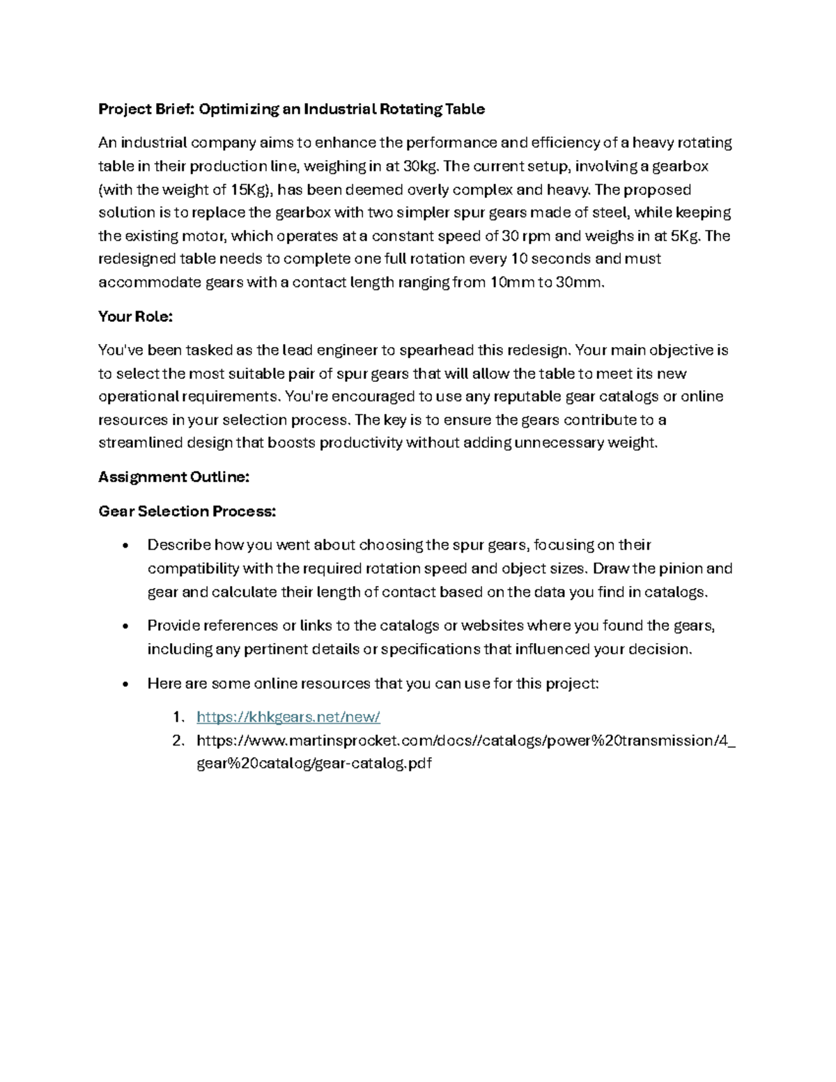 Assignment 6 problem 6 - Project Brief: Optimizing an Industrial Rotating Table An industrial ...