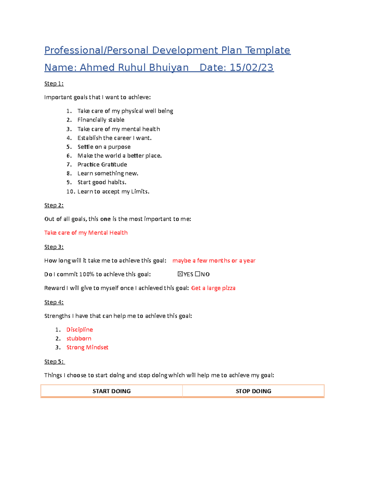 Goal Setting Form - It will help you for sure!!!! - Professional ...