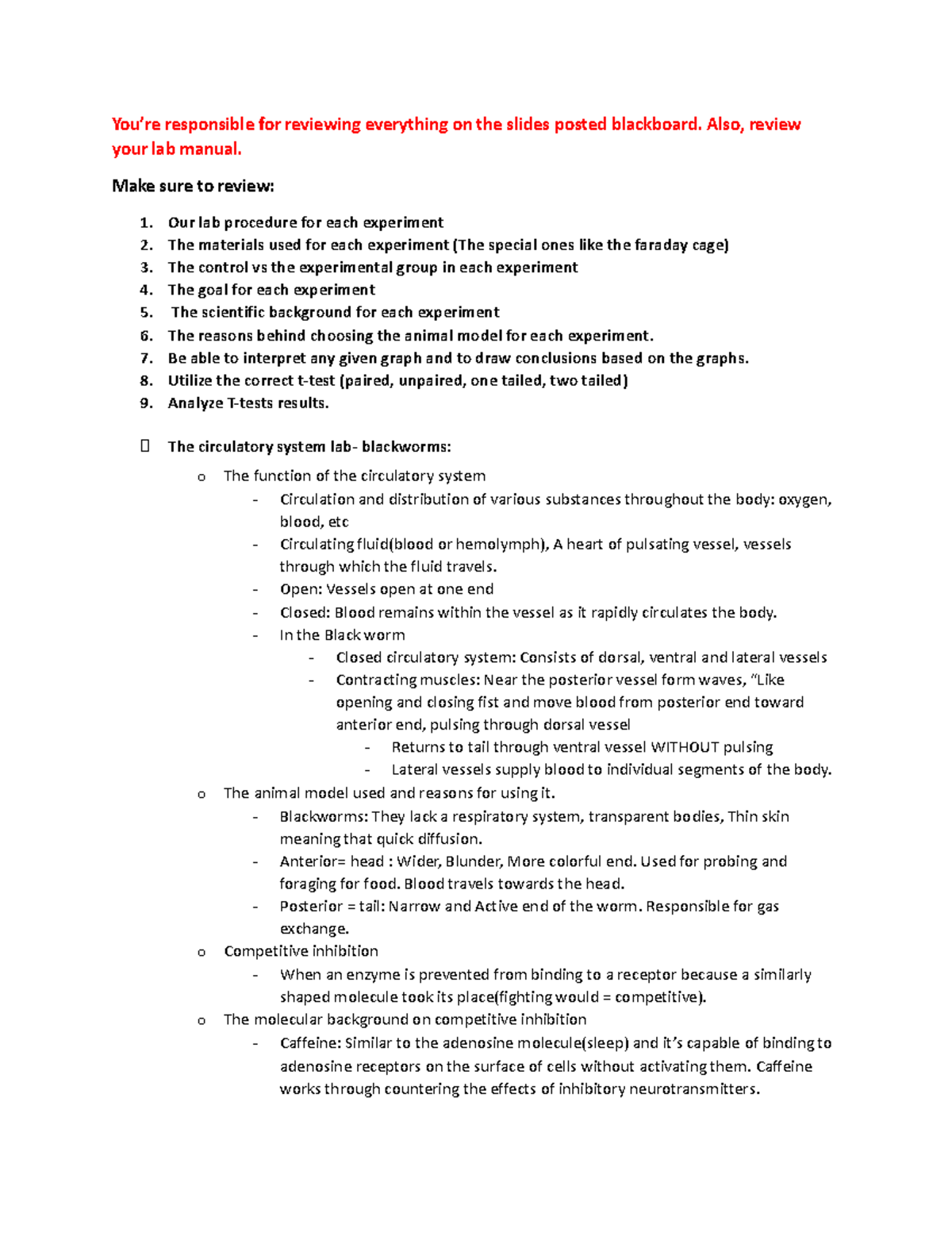 Spring 24 Final Review Sheet - You’re responsible for reviewing ...
