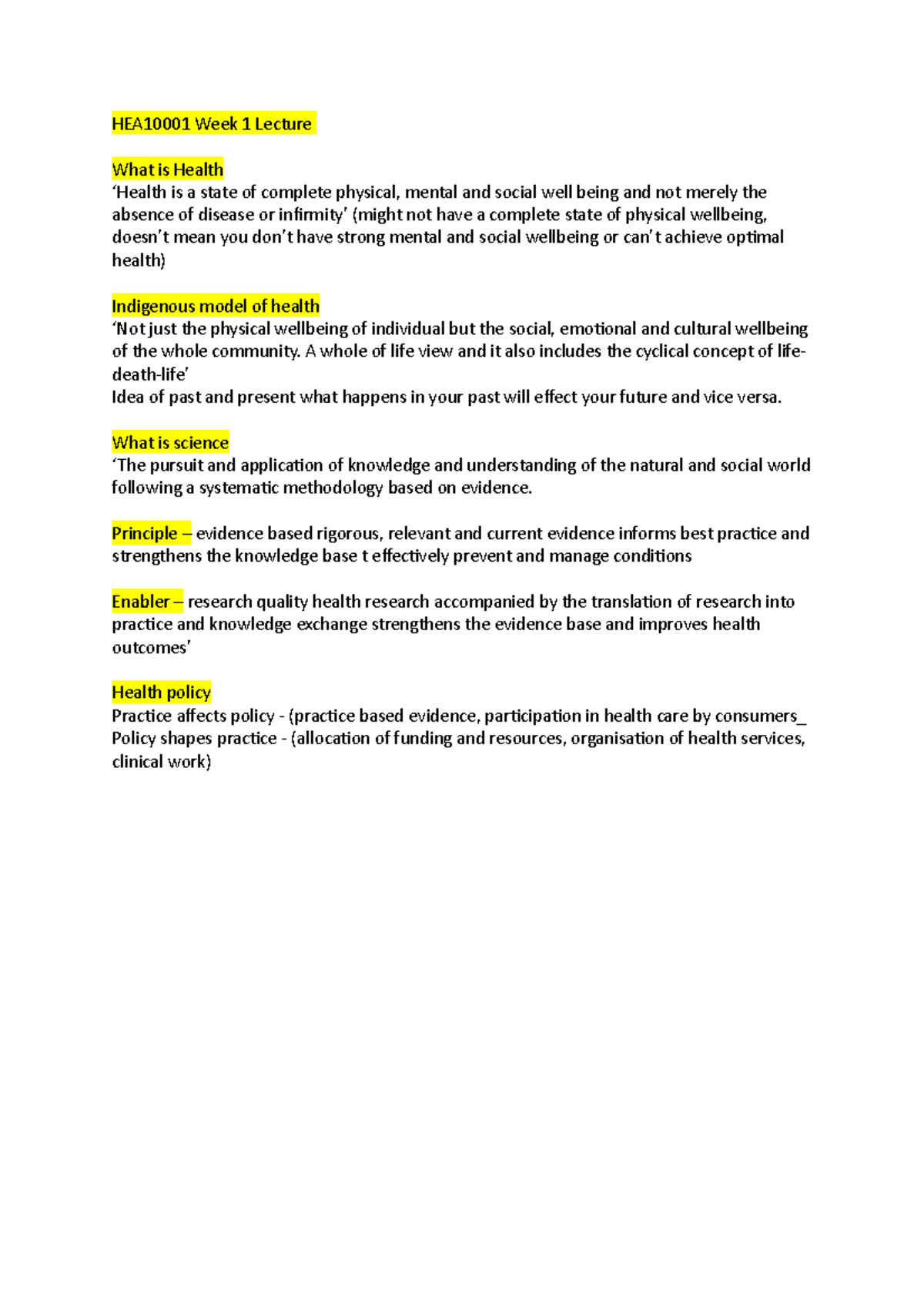 HEA10001 Week 1 Lecture - HEA10001 Week 1 Lecture What is Health ...