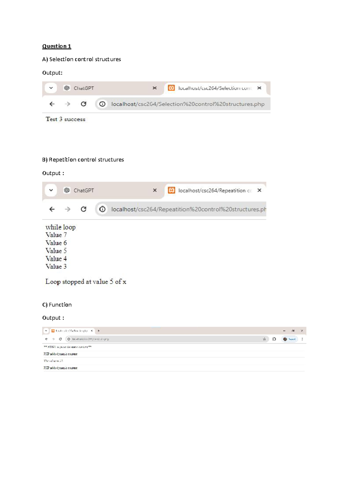 LAB7 CSC264 2024 - Introduction to web and mobile application - Question 1 A) Selection control ...