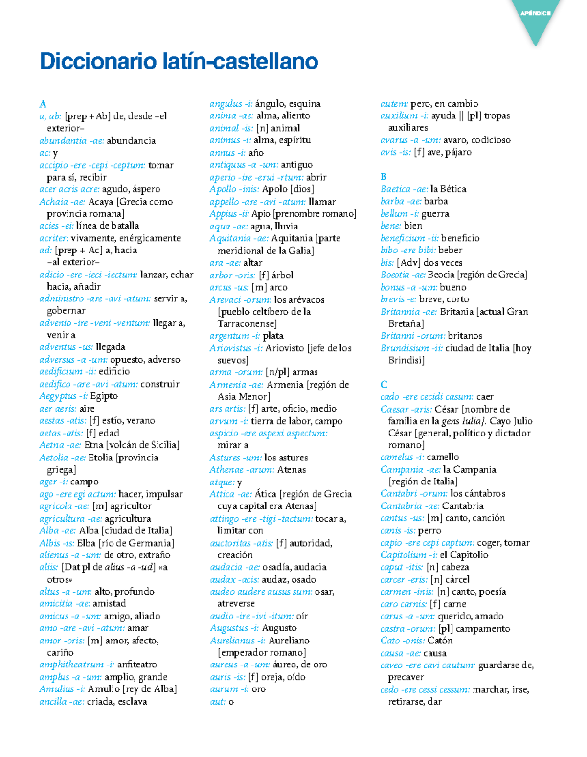 Dicc-Latin-Caste - Diccionario latín español - APÉNDICE Diccionario ...