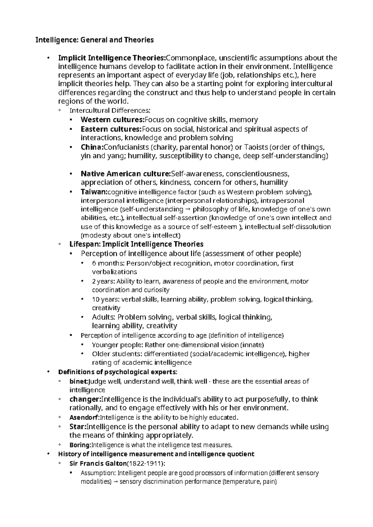 Summary 3 - General introduction and theories of intelligence ...