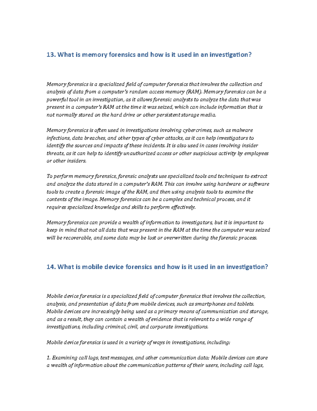 Computer frensics 3 - 13. What is memory forensics and how is it used ...