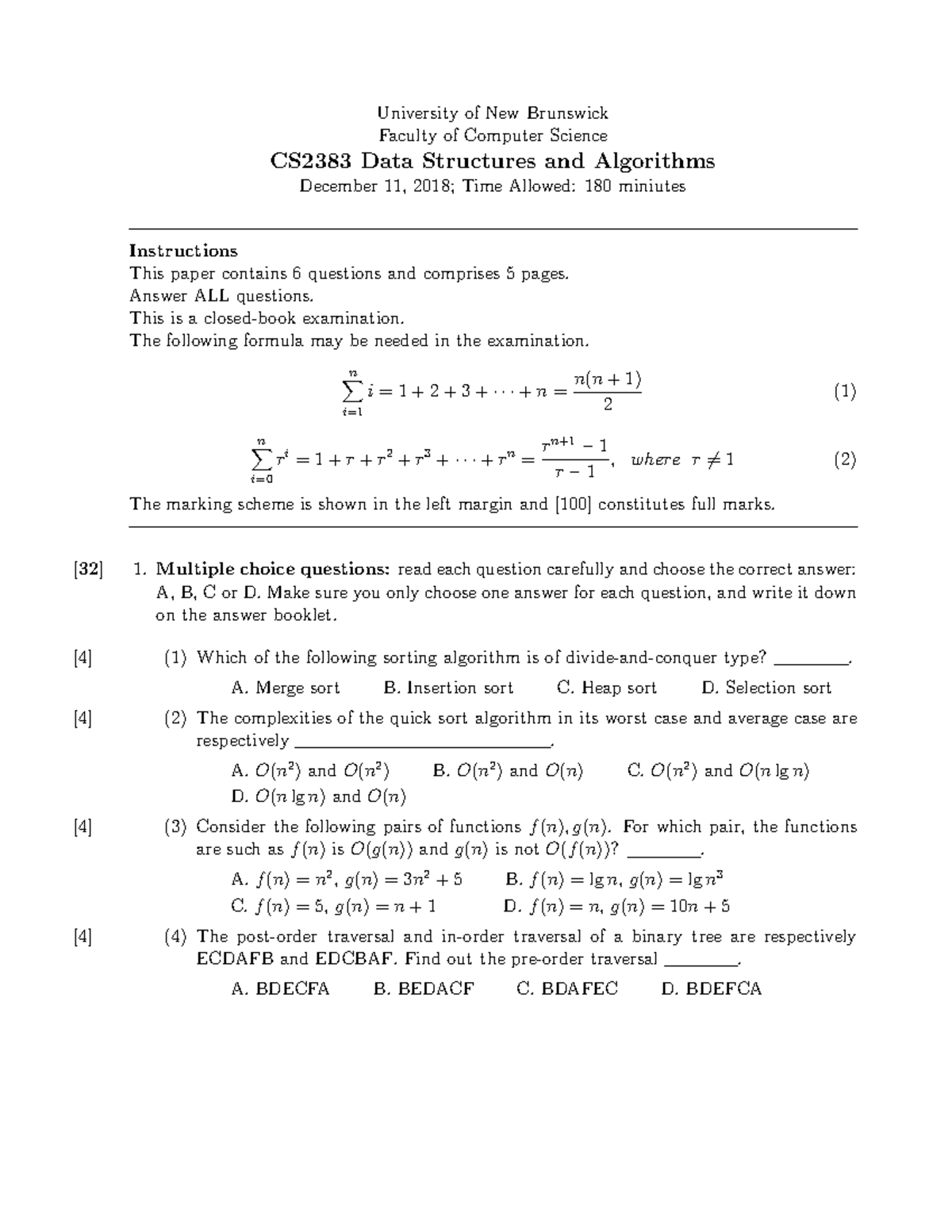 Final Answers Cs2383 Warning Tt Undefined Function 32 Warning Tt Undefined Function