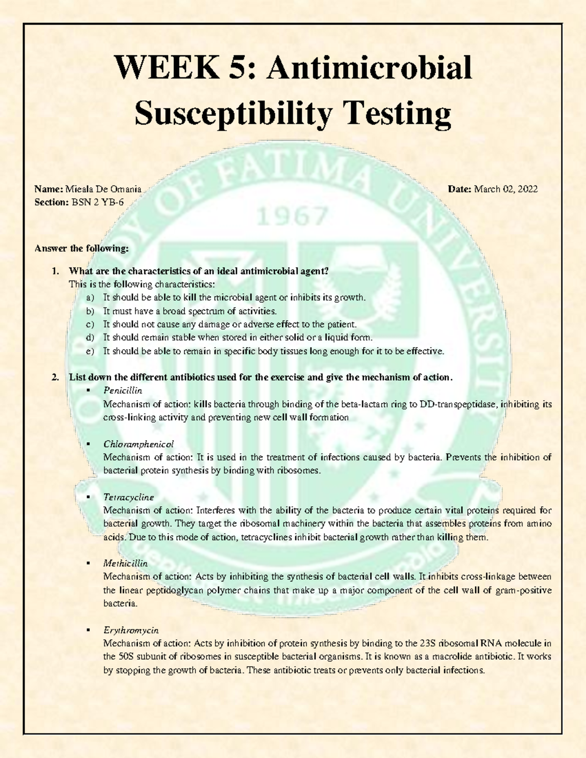 WEEK 5 MICP LAB: Antimicrobial Susceptibility Testing - WEEK 5 ...