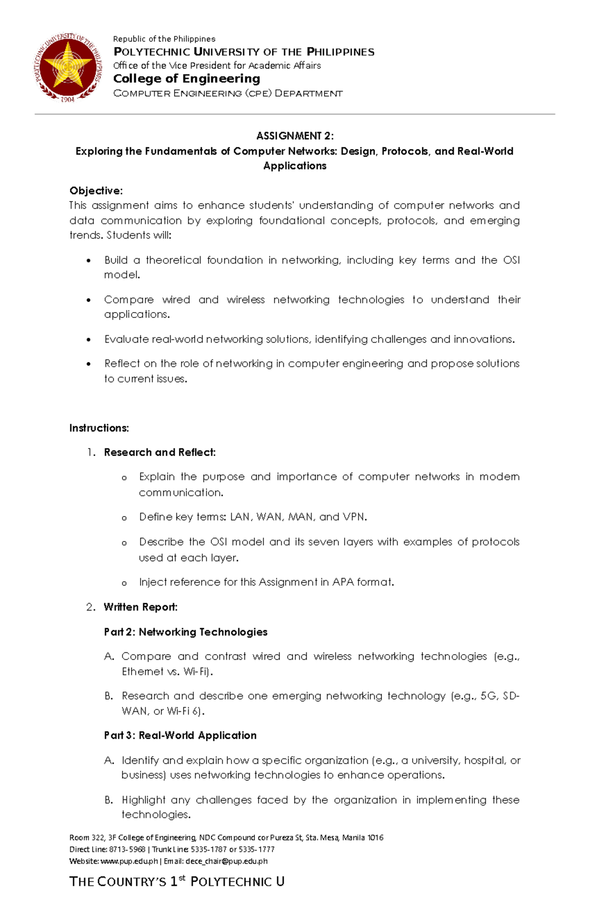 Assignment-No - Assignment - Republic of the Philippines POLYTECHNIC ...