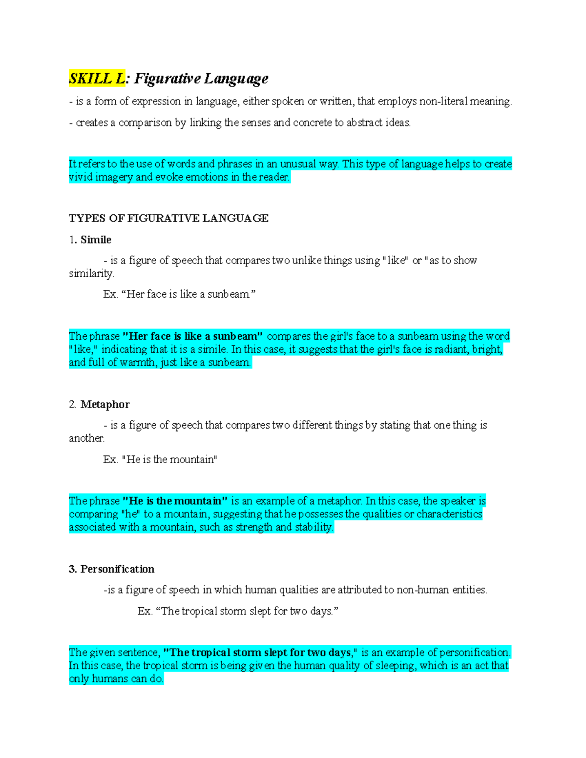 Group-4 - gysagdqwashdqujasf - SKILL L: Figurative Language is a form ...