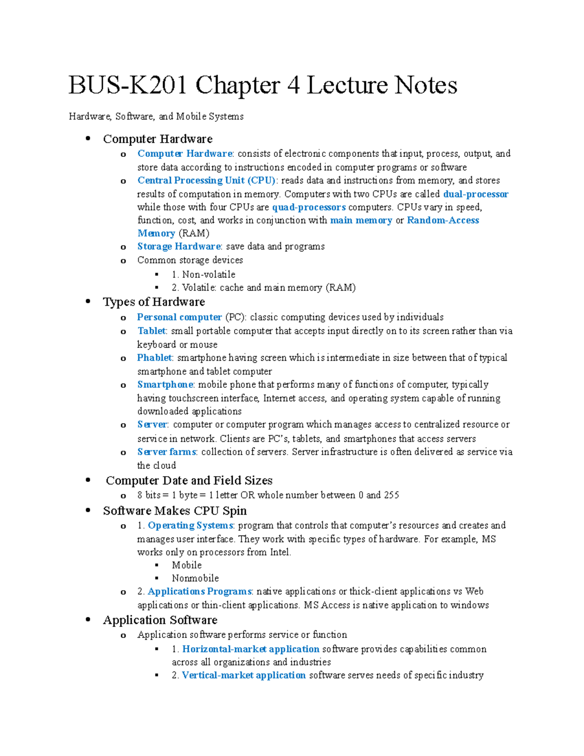 BUS-K201 Chapter 4 Lecture Notes - BUS-K201 Chapter 4 Lecture Notes ...