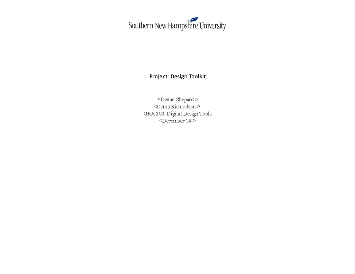 GRA 200 Project Template - Project: Design Toolkit - Studocu