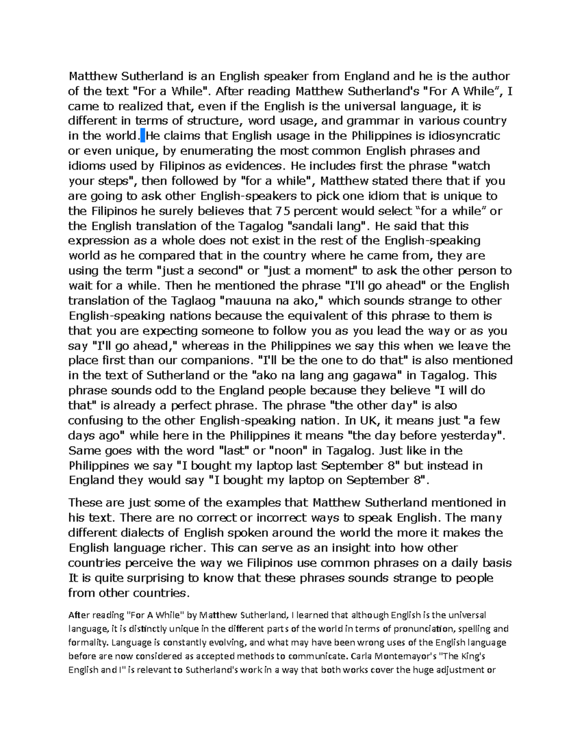 Cas101 - essay about a watched podcast - Matthew Sutherland is an ...