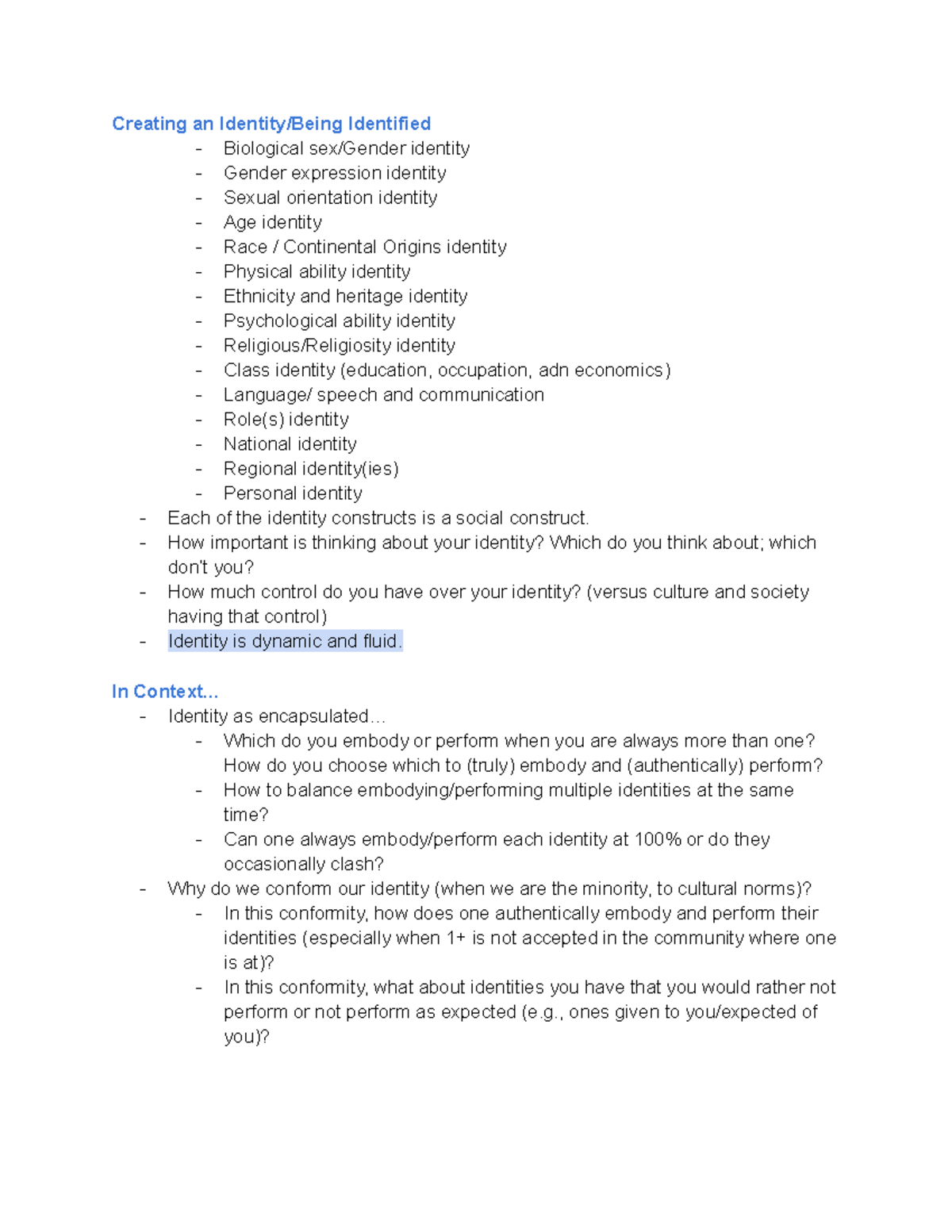 Creating An Identity - Dr Tschida; Mod 4 part 1 notes - Creating an ...