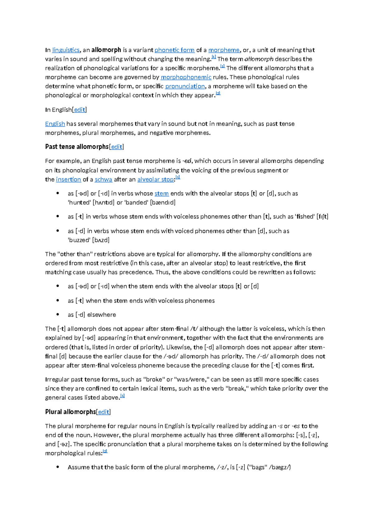 Allomorph - In linguistics, an allomorph is a variant phonetic form of ...