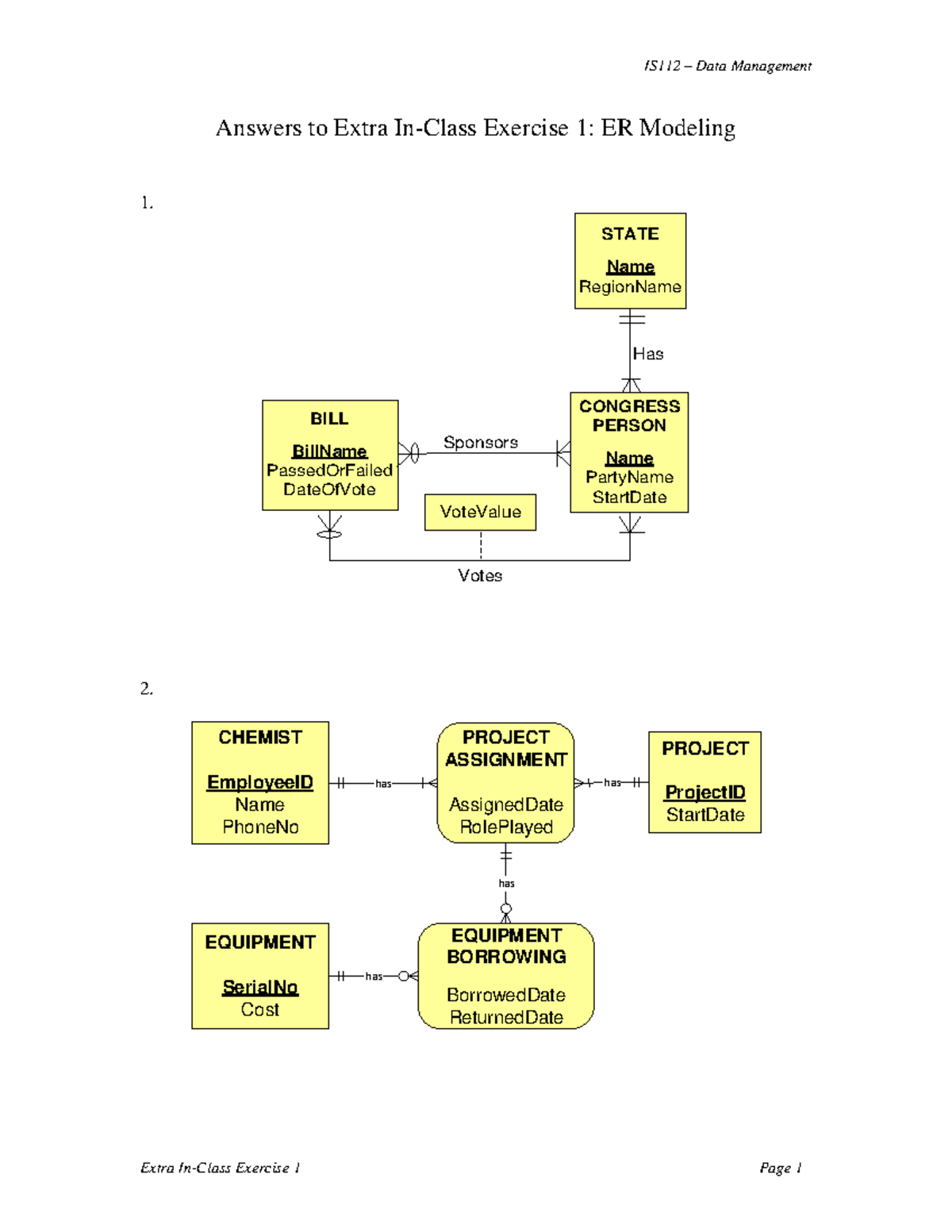 Exe1 ER Modeling-answer - Answers to Extra In-Class Exercise 1: ER ...