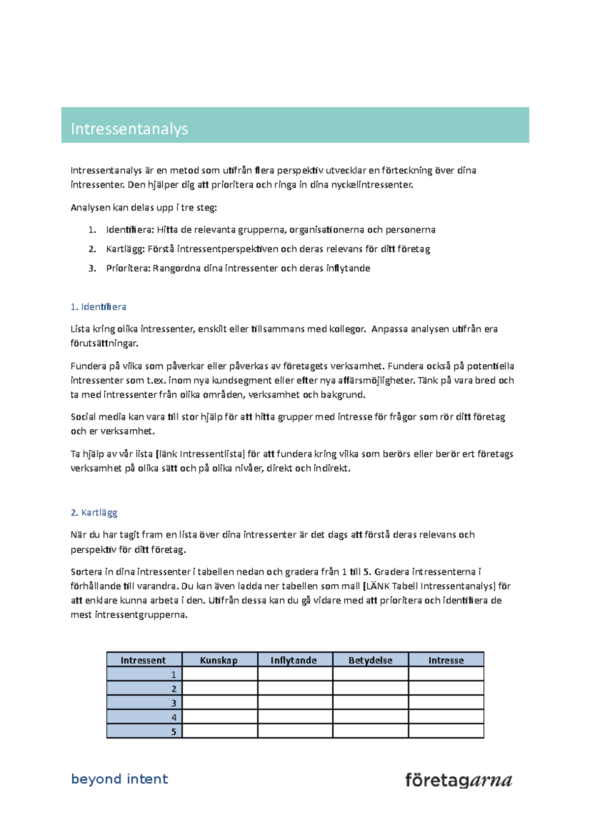 Intressentanalys-mall - Intressentanalys Intressentanalys är en metod ...