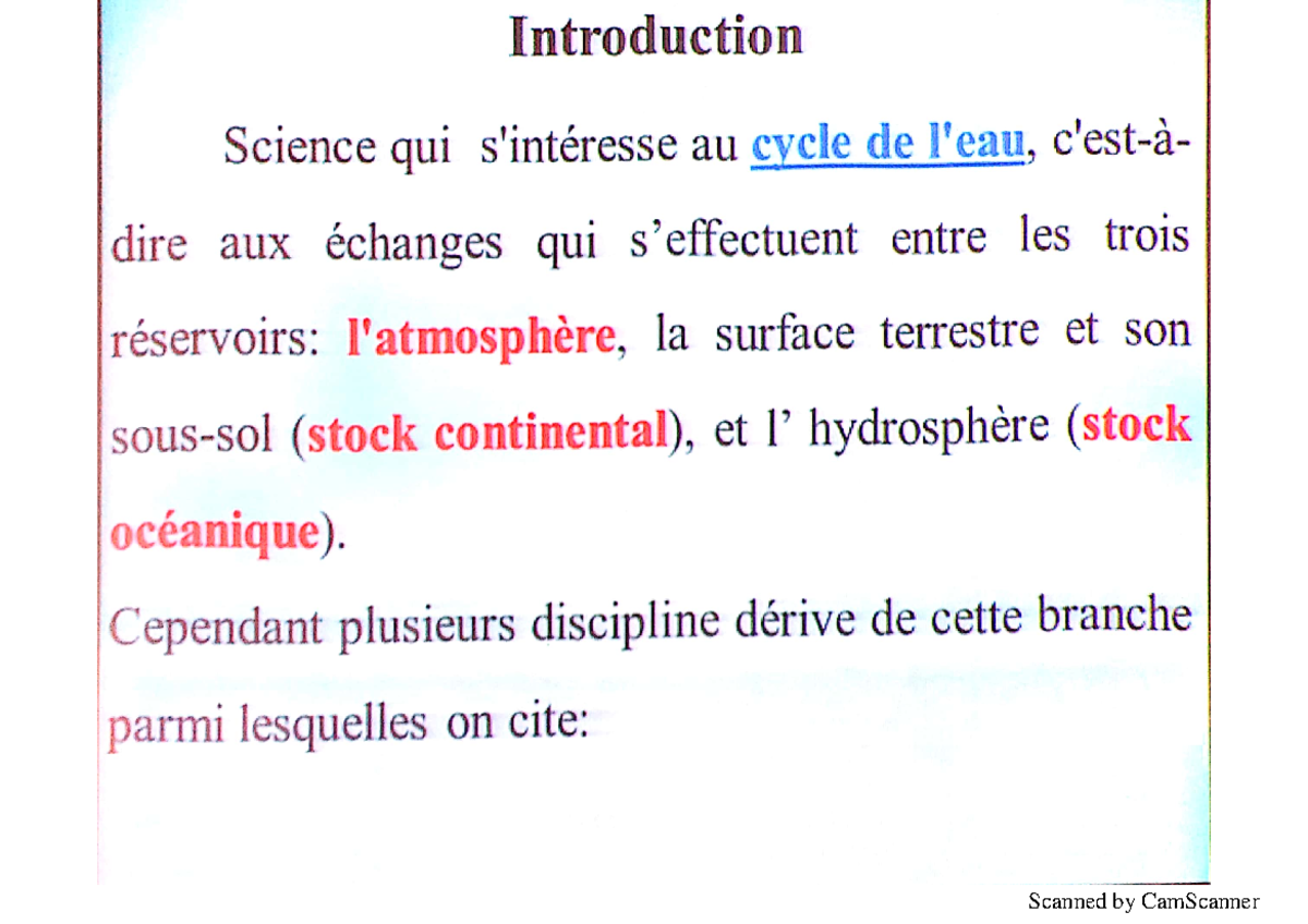 Hydrologie 1 - Résumé de cours - TP Hydrologie - Studocu