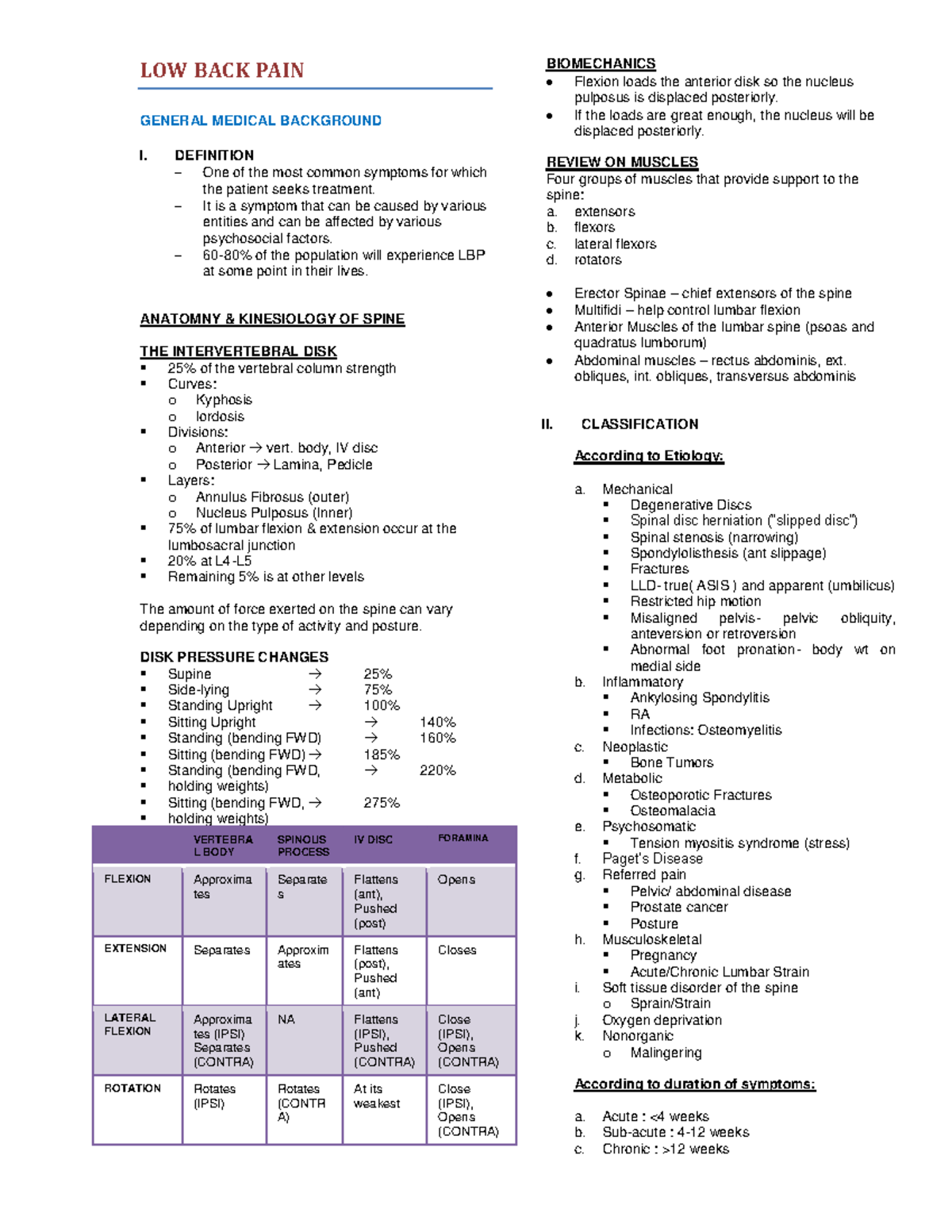 LOW-BACK-PAIN - medical background - LOW BACK PAIN GENERAL MEDICAL ...