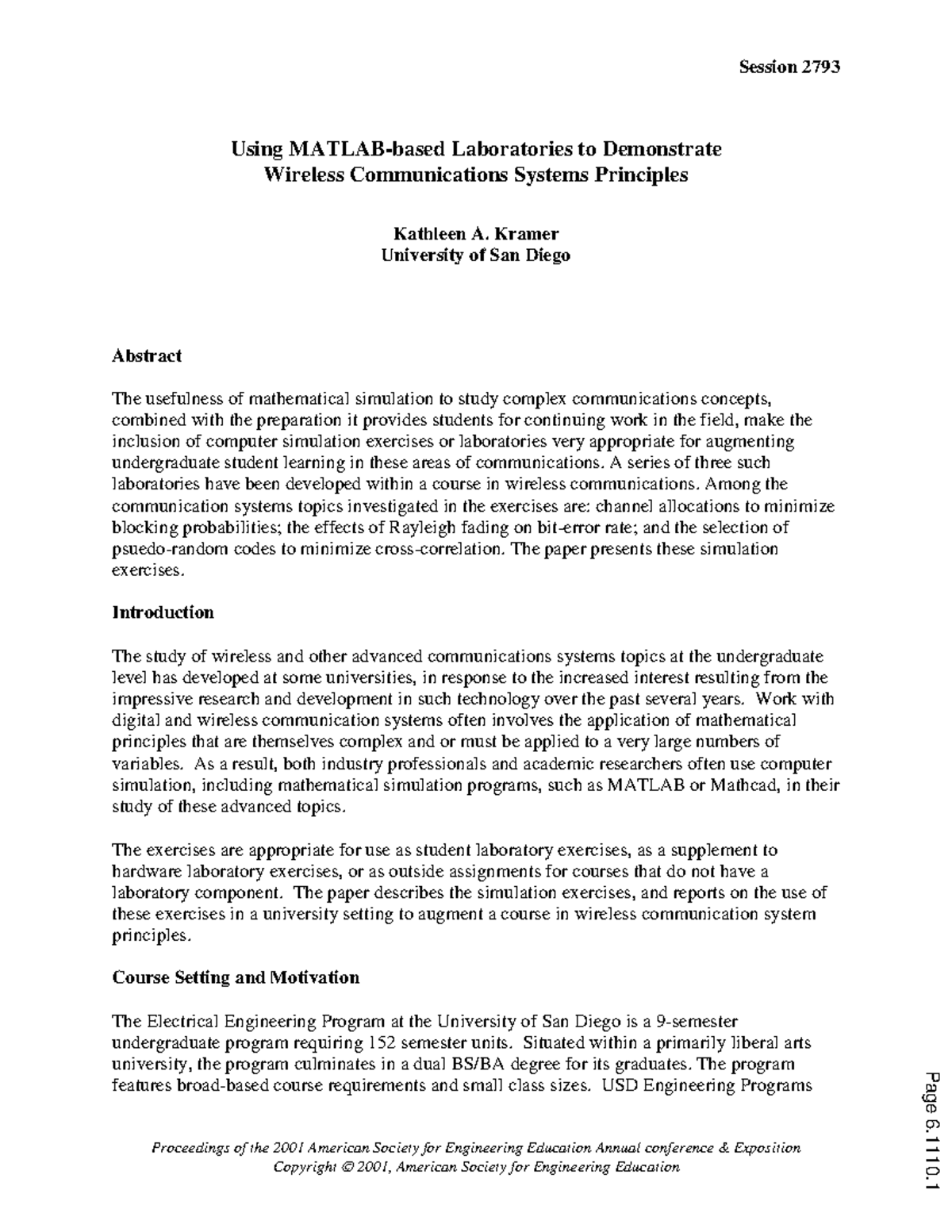 To Demonstrate Wireless Communications Systems Principles Using Malab
