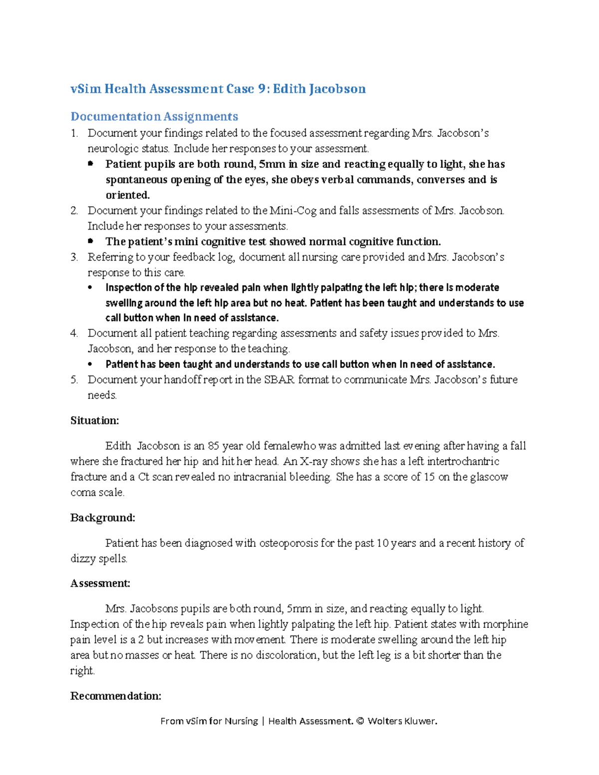 Assessment Case 09 Edith Jacobson DA Final - vSim Health Assessment ...