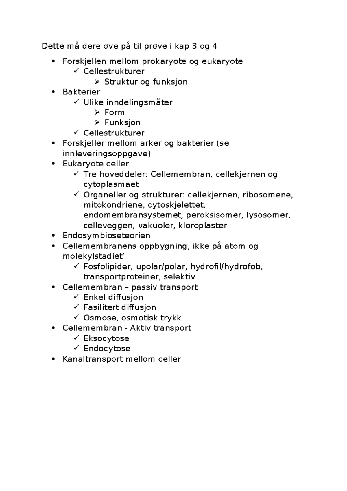 Dette må dere øve på til prøve i kap 3 og 4 - Studocu