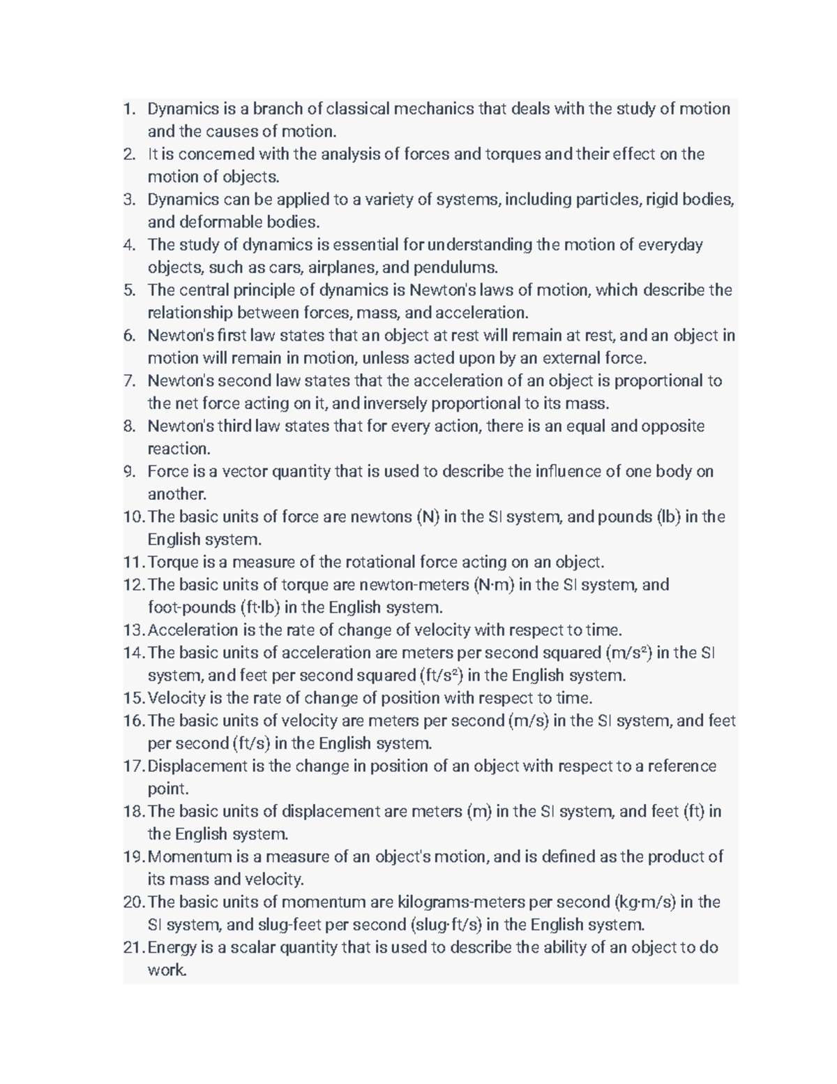 Dynamics Notes - Dynamics is a branch of classical mechanics that deals ...