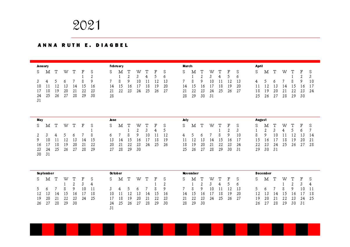 Calendar 2021-2022 - A N N A R U T H E. D I A G B E L 2021 January S M ...