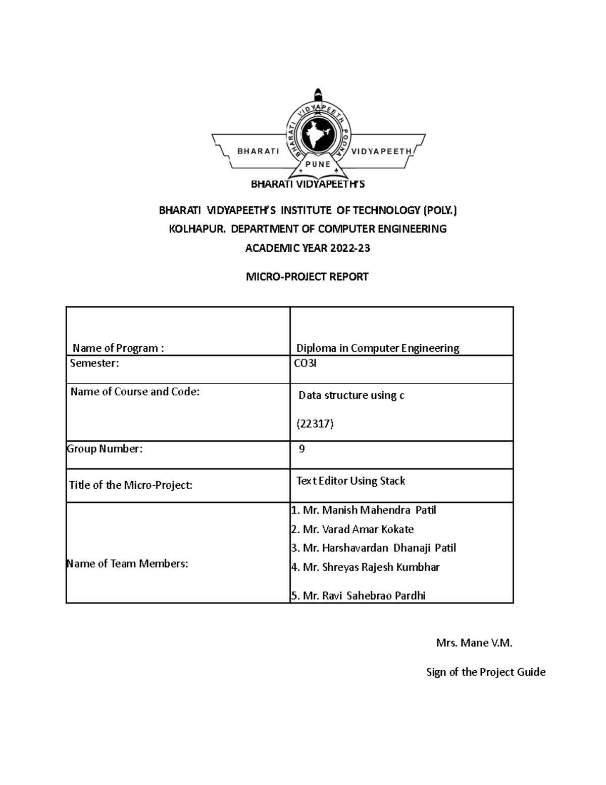 DSU Final Micro Project 1 - BHARATI VIDYAPEETH’S BHARATI VIDYAPEETH’S ...