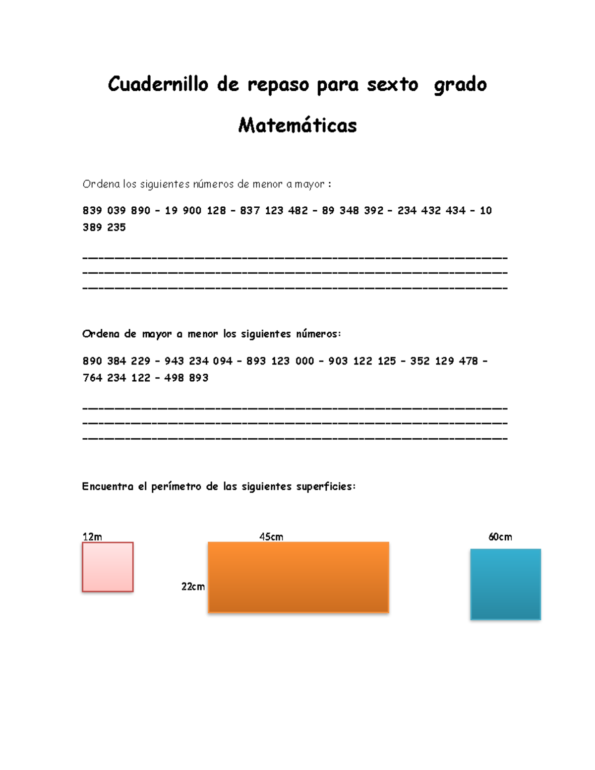 Cuadernillo de repaso para sexto grado - Cuadernillo de repaso para ...