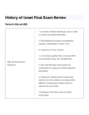 History The creation of Israel Flashcards Quizlet - History The ...