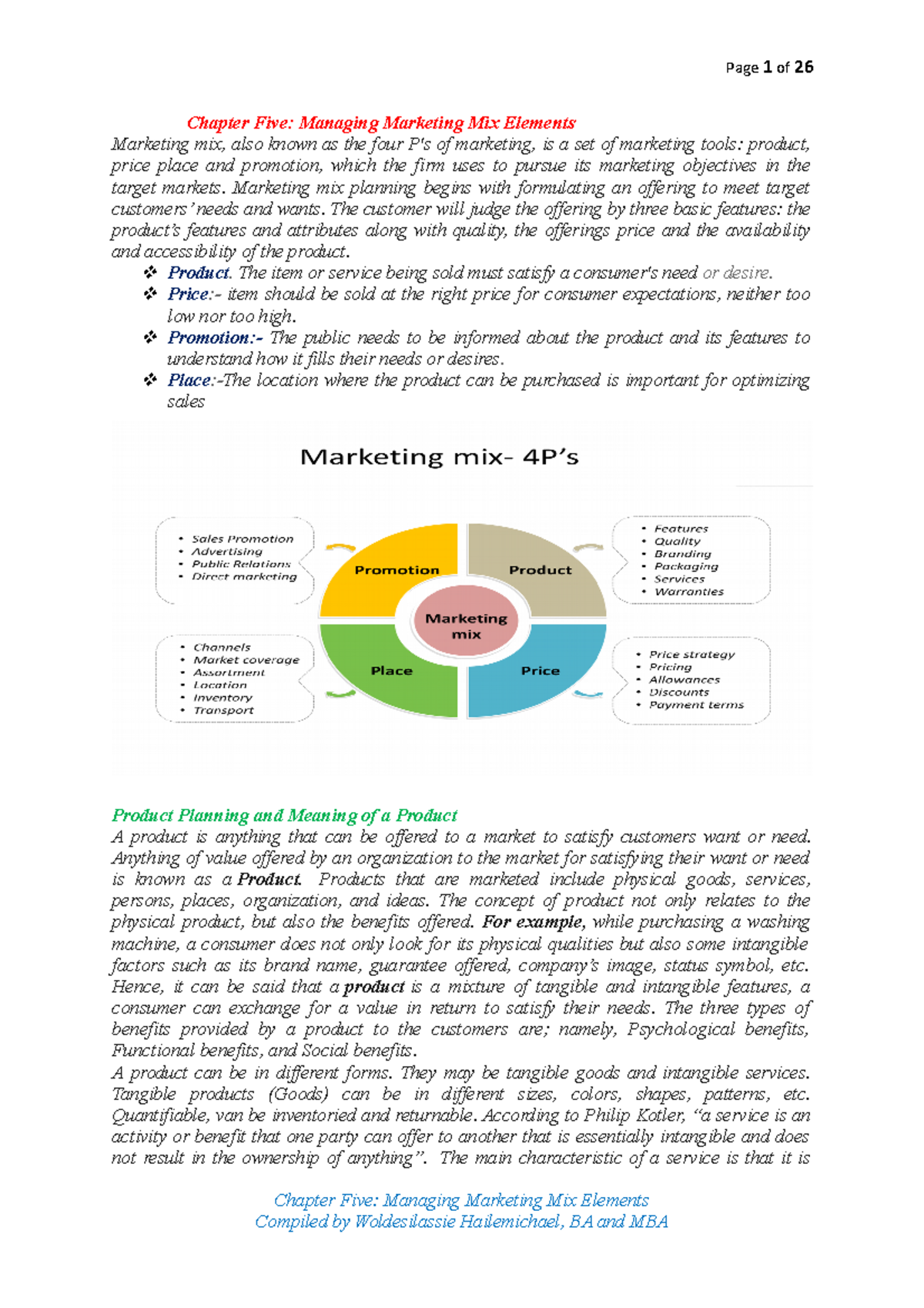 Chapter- Five-Managing mix Elements - Chapter Five: Managing Marketing Mix Elements Marketing ...