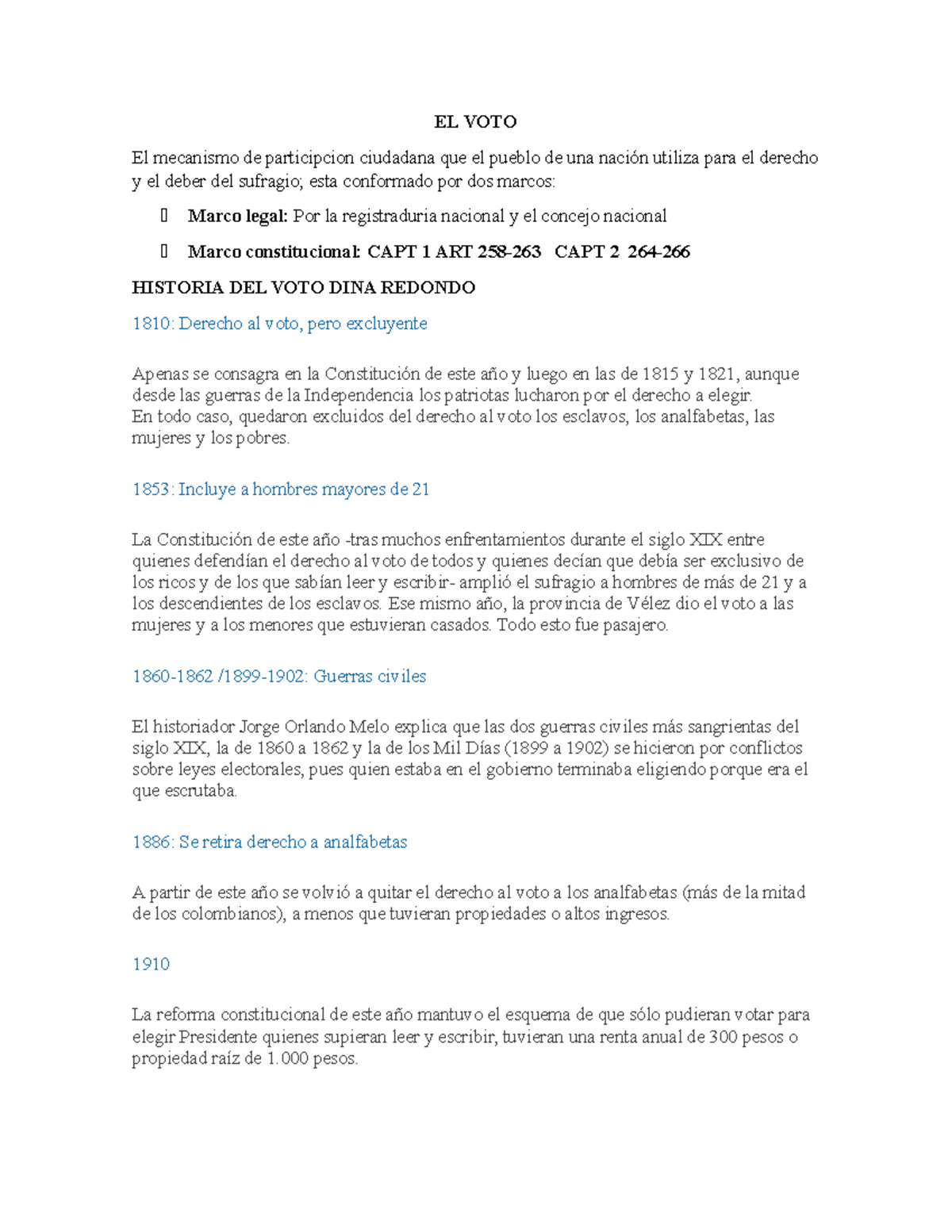 El voto y el plebiscito - EL VOTO El mecanismo de participcion ...