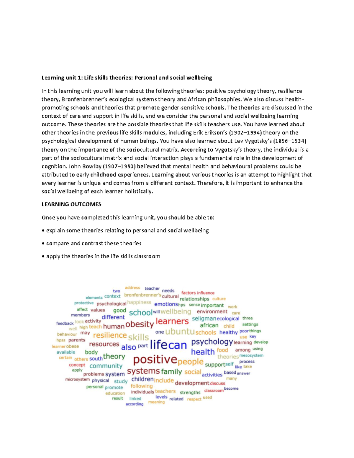 CSP2601 Study Unit compile - Learning unit 1: Life skills theories ...