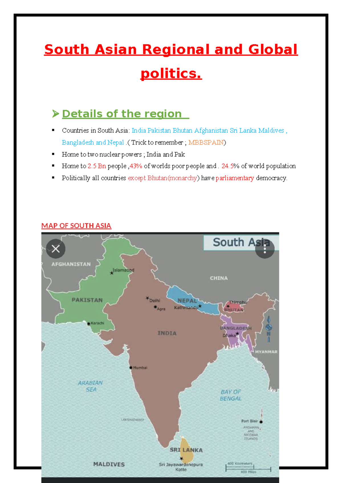 South asia - South Asian Regional and Global politics. Details of the ...