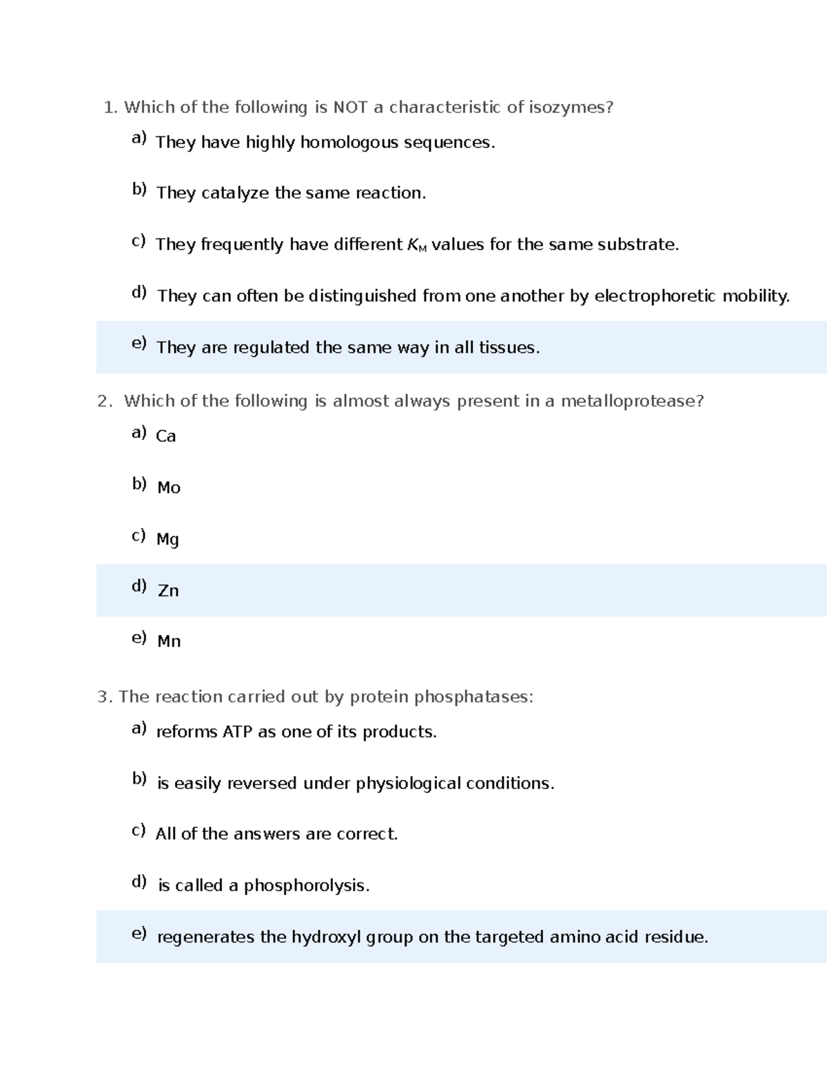 Bio Chem Quiz questions - 1. Which of the following is NOT a ...