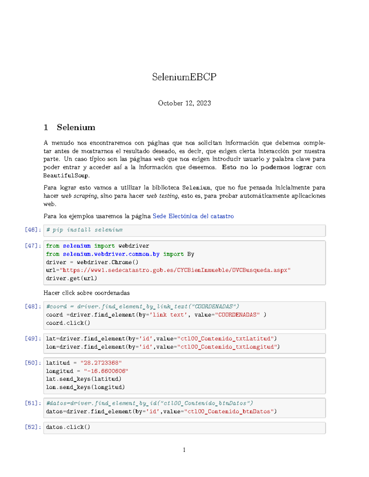 Selenium - sirve bien - SeleniumEBCP October 12, 2023 1 Selenium A ...