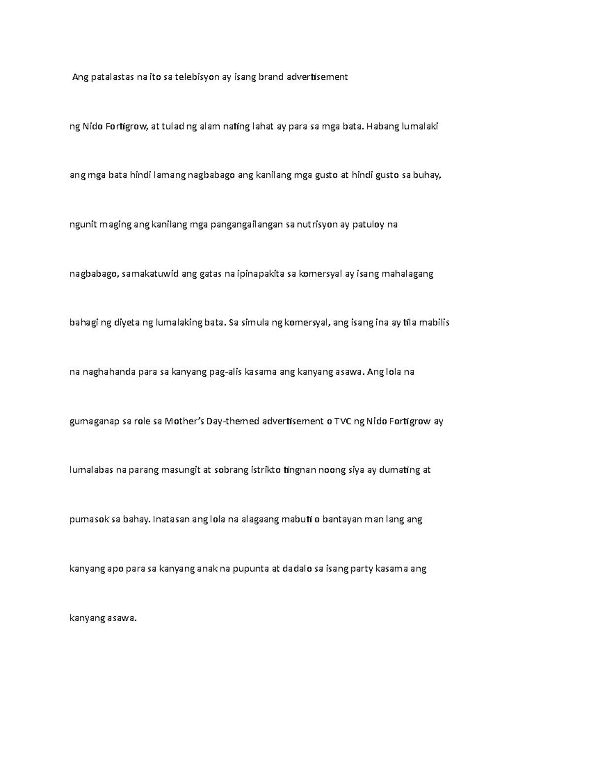 Filsos 2 - Ang patalastas na ito sa telebisyon ay isang brand ...