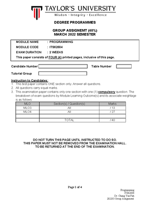 ITS62604 Tutorial 5[Functions, Modules, and Packages] - 1. What is a ...