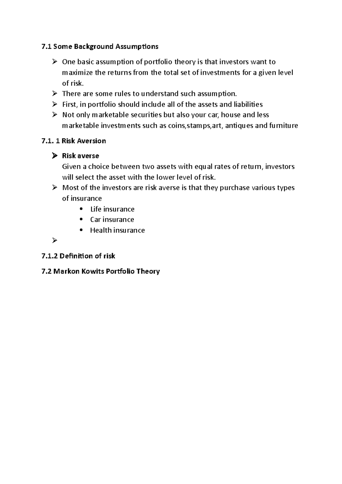 Topic 7.1 - 7 - notes - 7 Some Background Assumptions One basic ...