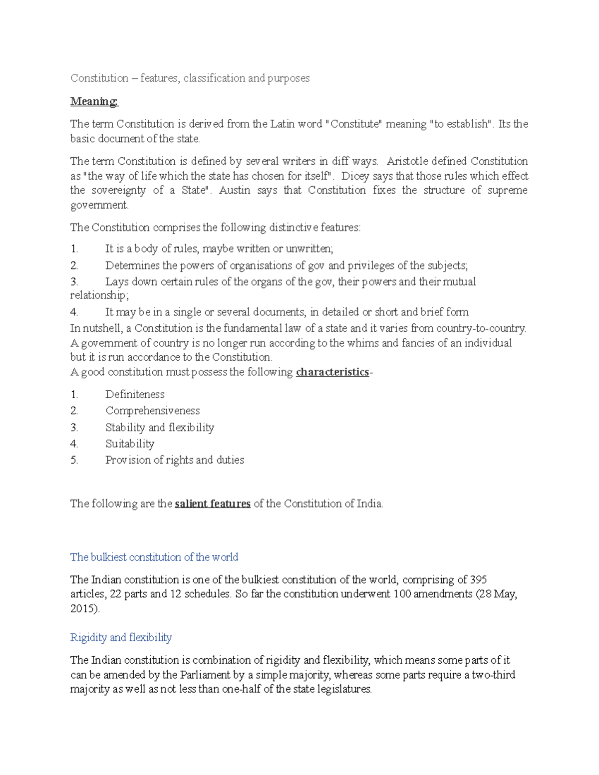 Constitution - Online - Constitution – features, classification and ...