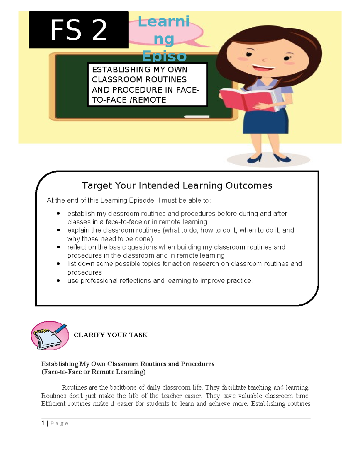 FS-2-Episode-7 Done Diane - Target Your Intended Learning Outcomes At ...