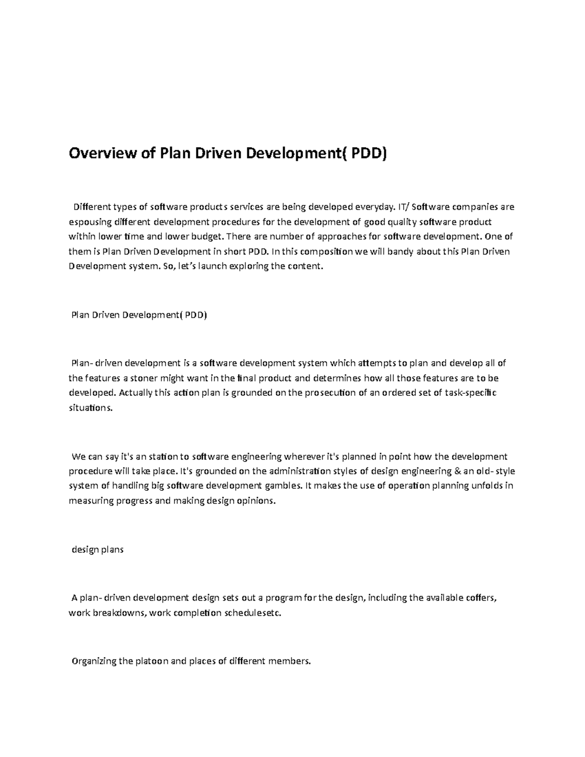 Overview of Plan Driven Development( PDD) - Overview of Plan Driven ...