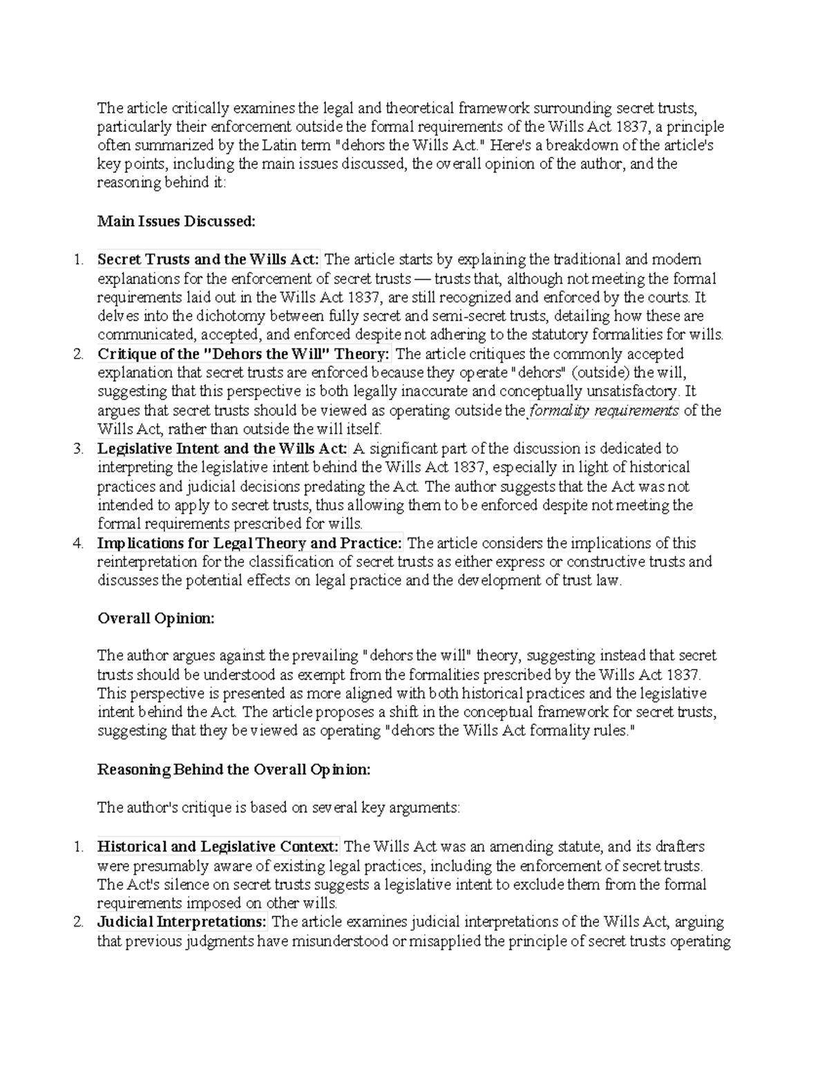 Legal writing material - The article critically examines the legal and ...