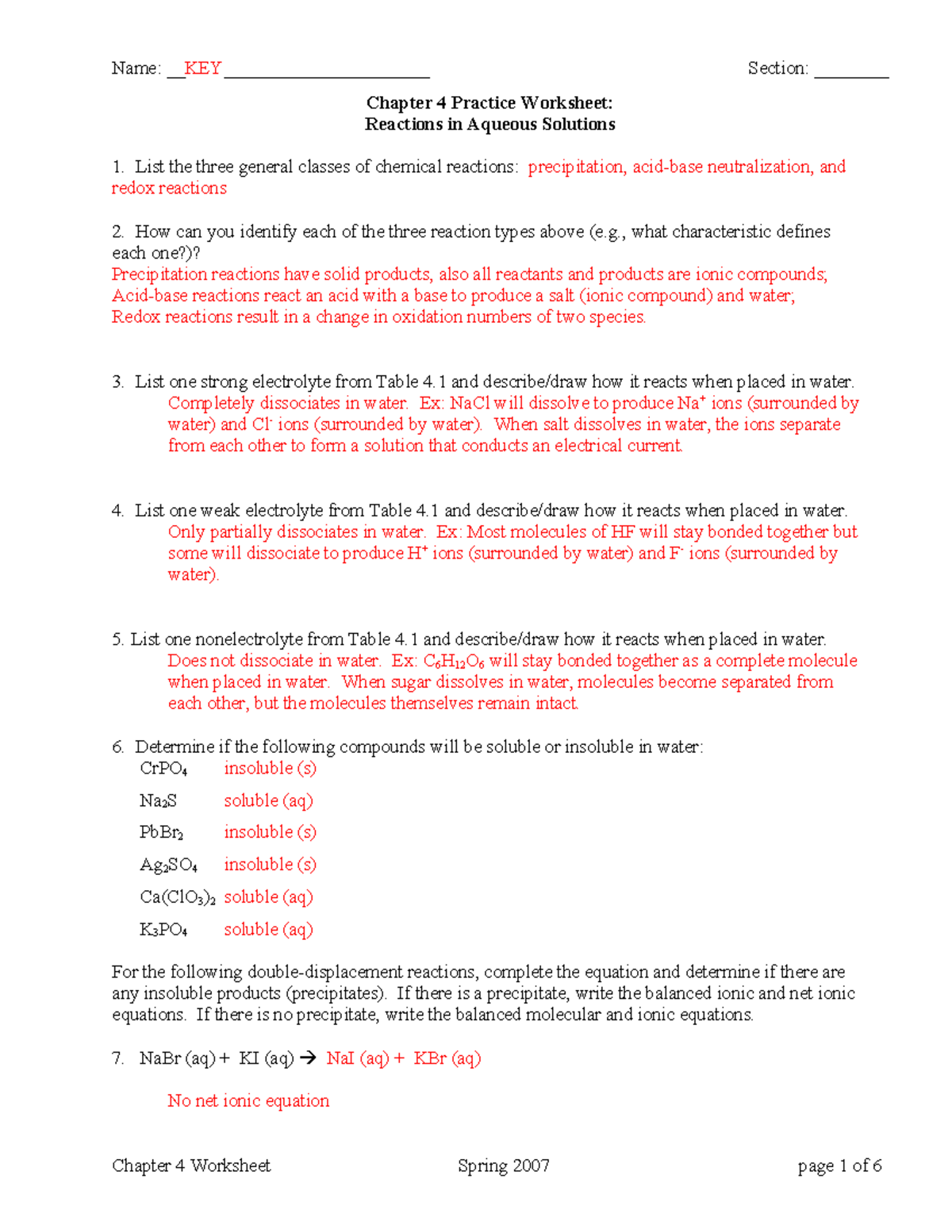 Ch 4 Practice Wkst S07 key - Name: KEY____________________ Section ...